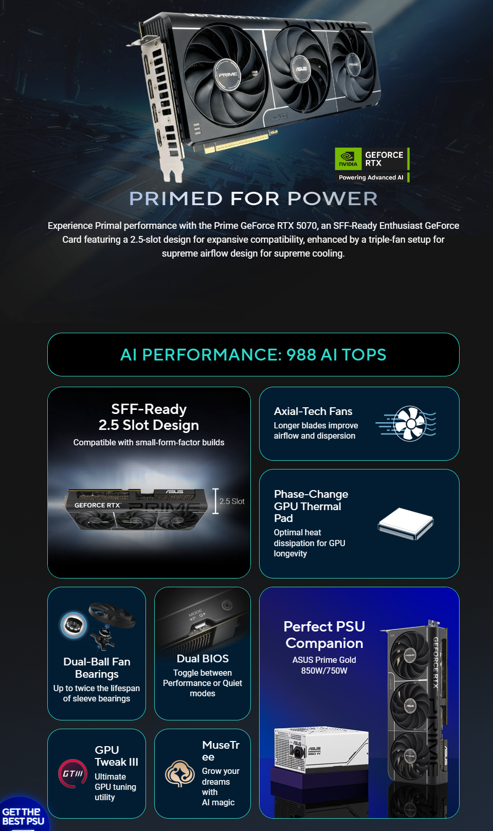 ASUS PRIME GeForce RTX 5070 12GB GDDR7 Graphics Card - Dual-Ball Fan ...