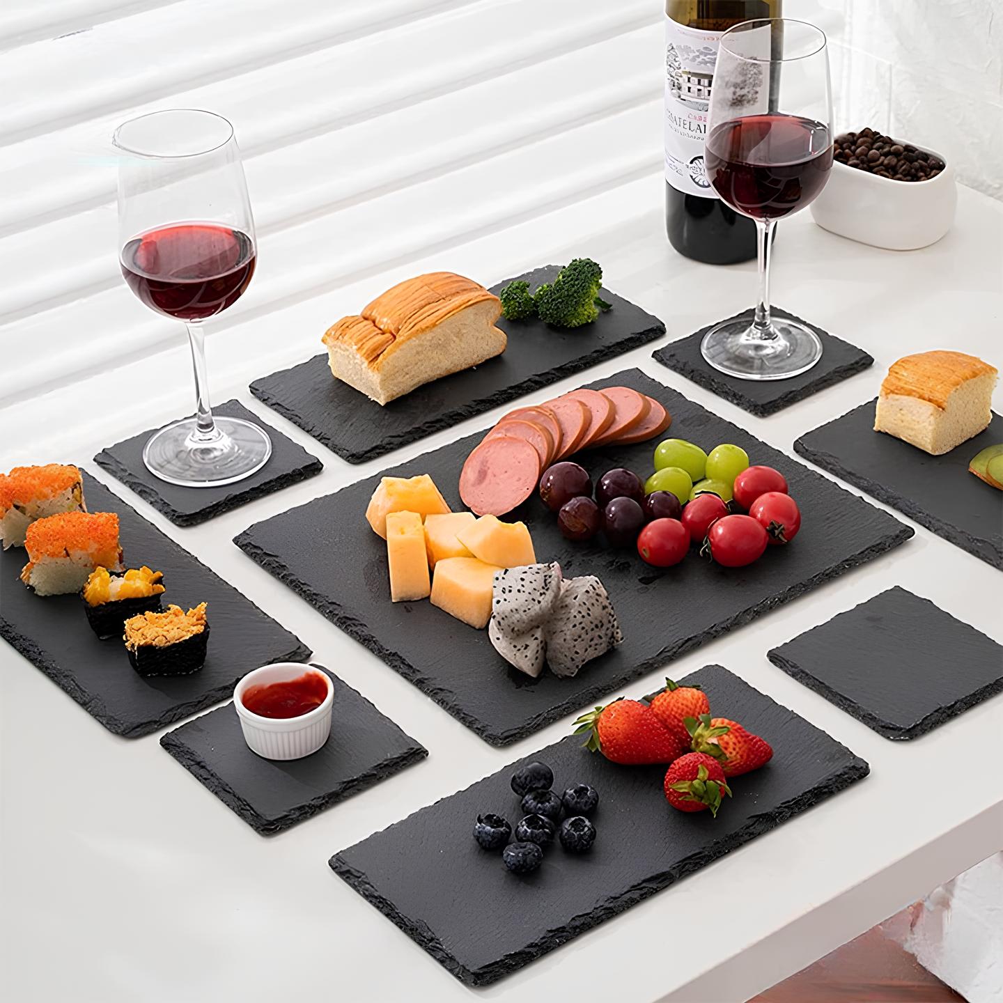 Rectangular Black Stone Slate Cheese Slate Board Platter Charcuterie ...