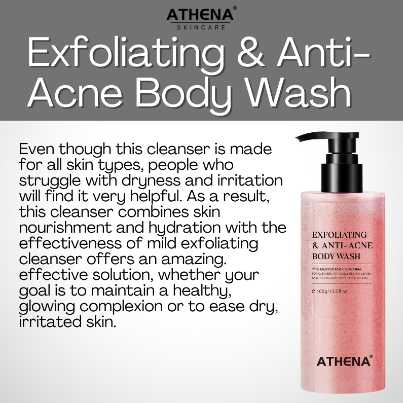 Athena Exfoliating & Anti-Acne Body Wash with Salicylic Acid, AHA BHA ...