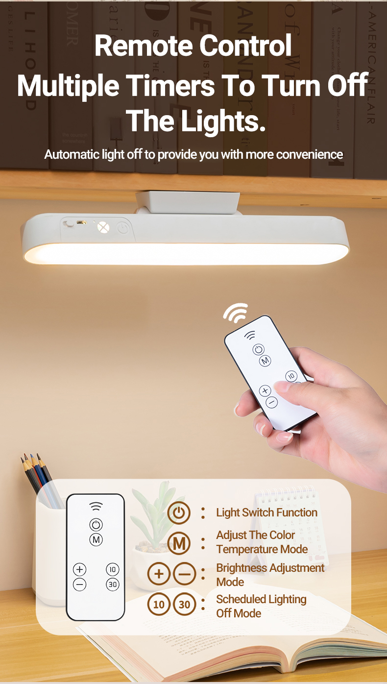 Magnetic LED Desk Lamp Rechargeable | Dimmable Table Light for Bedroom ...