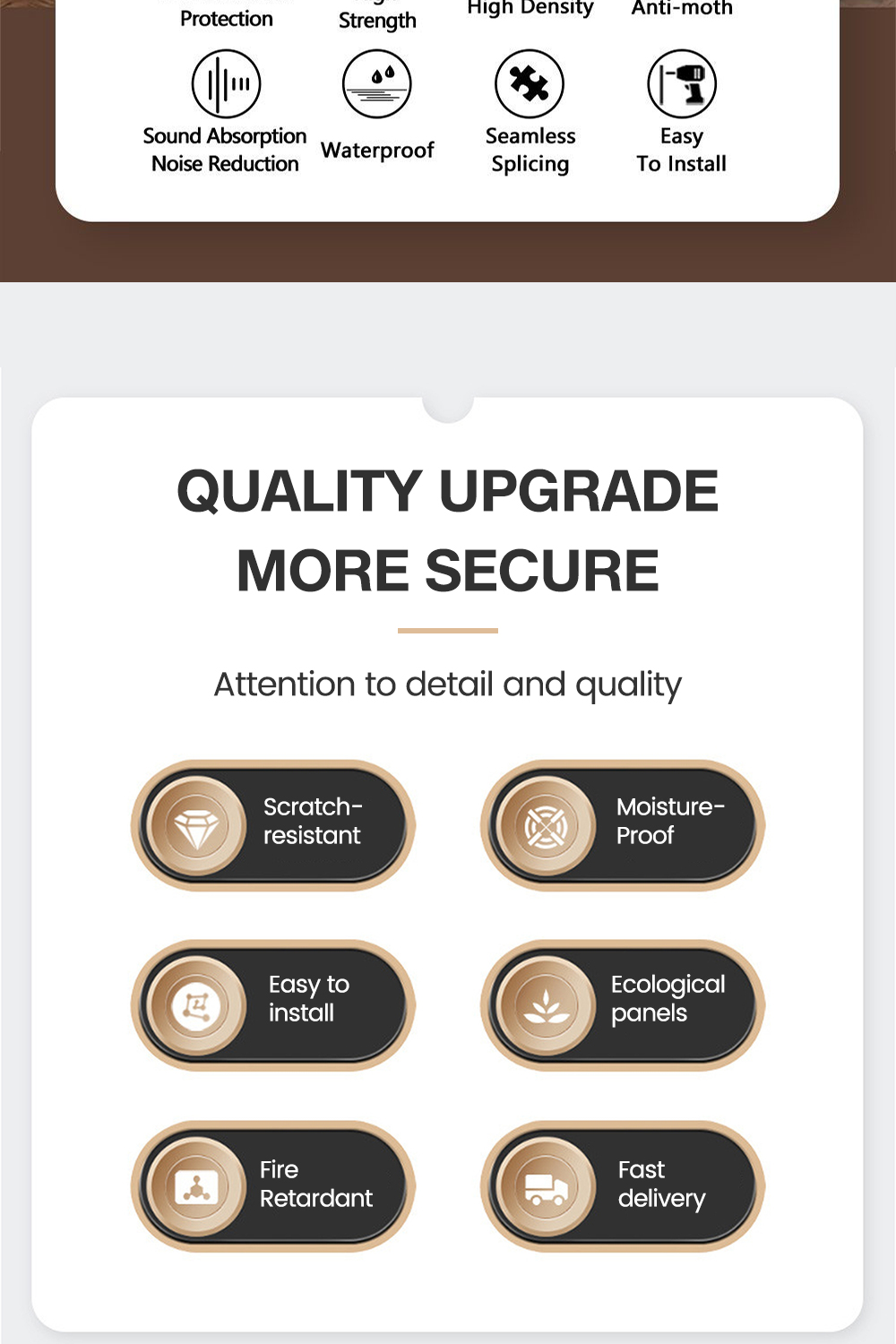 WPC Fluted Wall Panel Sticker Waterproof Grille Design Ecological Board ...