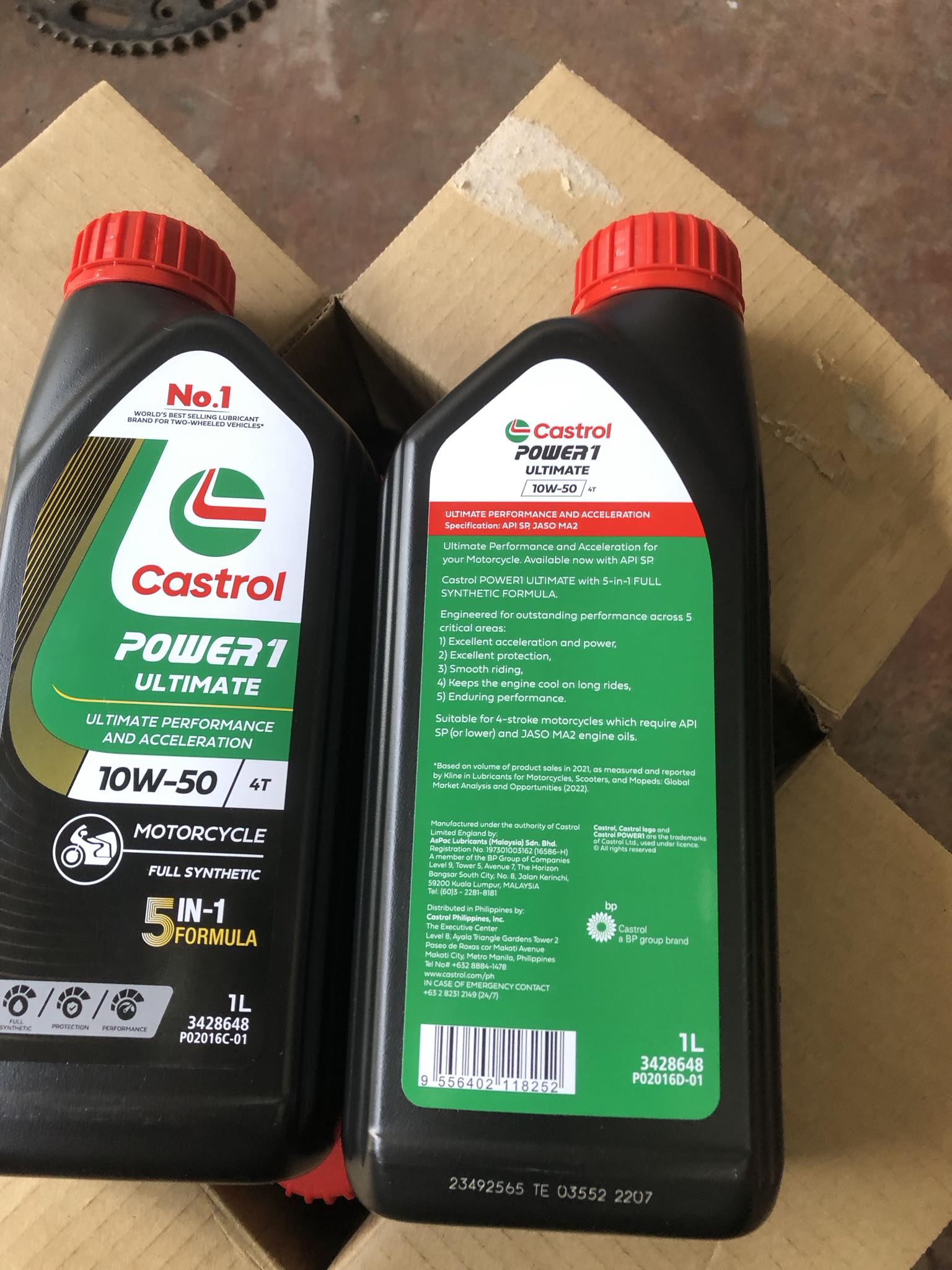 CASTROL POWER 1 ULTIMATE SUPER BIKE 4T (10W-50) API SL 1 liter JASO MA2 ...