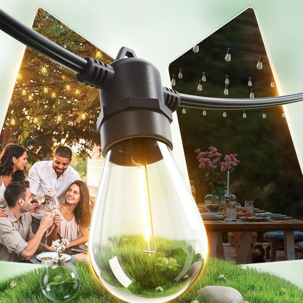 10M/30M LED Bulb String Lights Outdoor Lights Waterproof Patio String ...