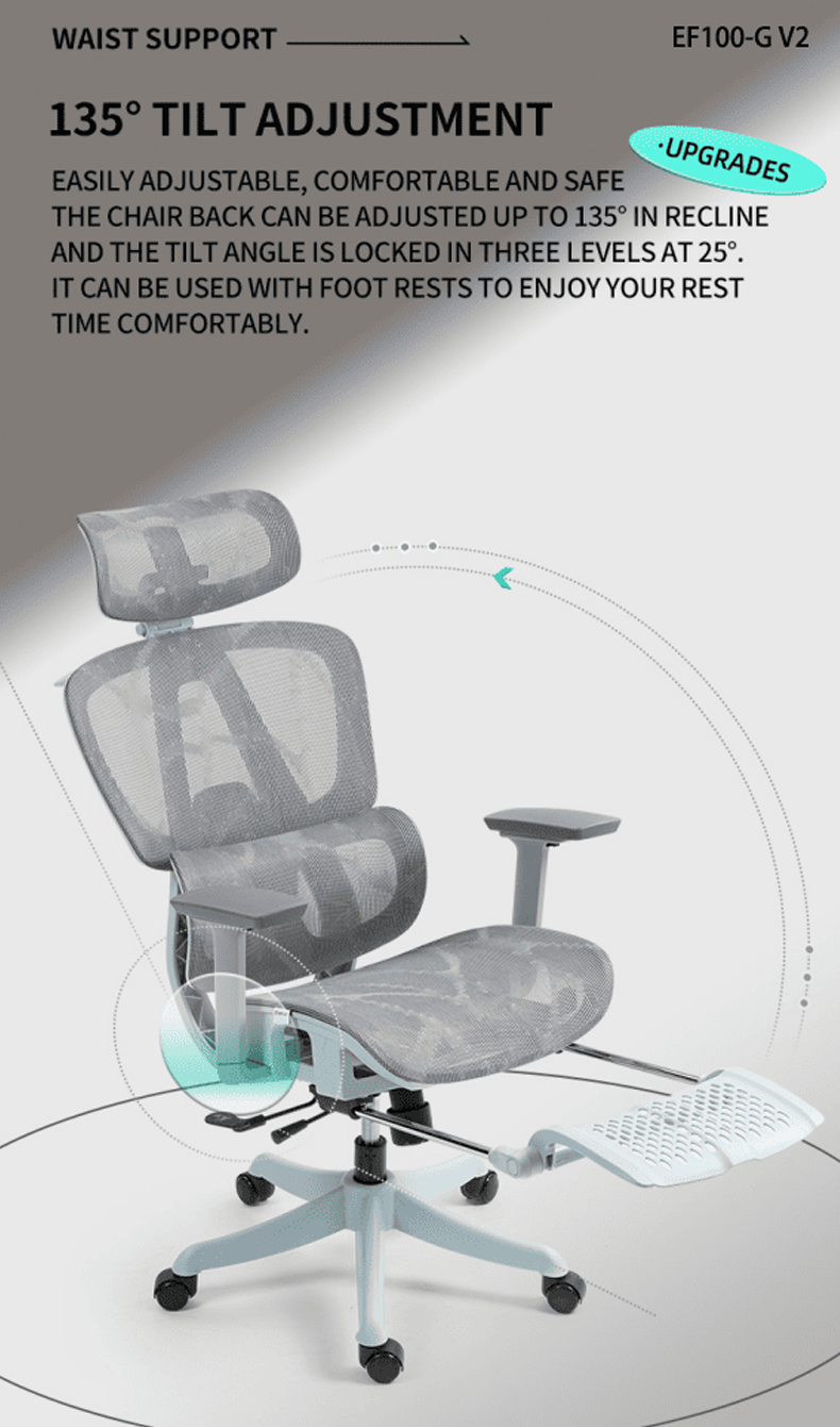 INPLAY EF100-G V2 Ergonomic Chair Adjustable Breathable Design Long ...