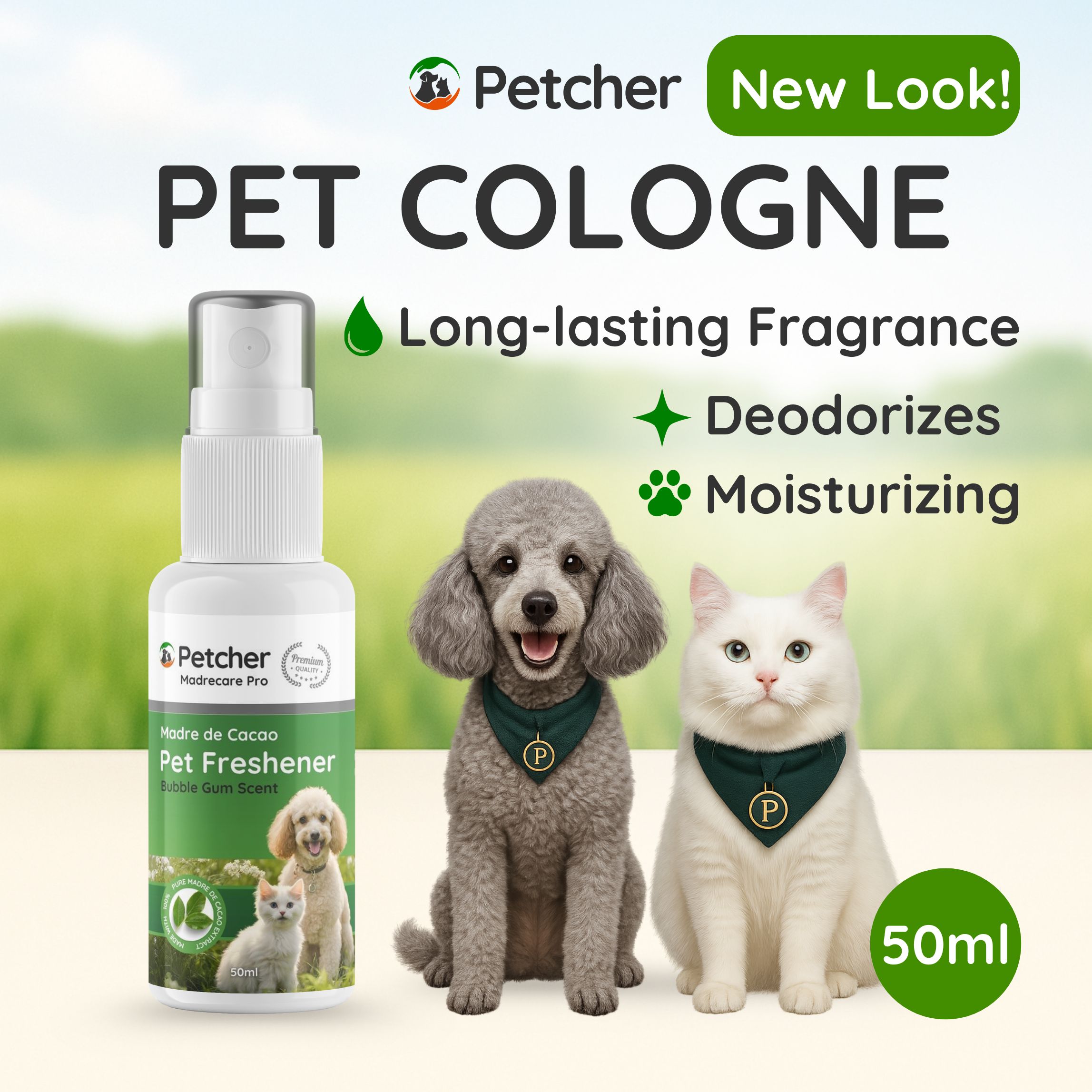 Petcher Pet Cologne Spray 50ml and 100ml with Refreshing Scent for Dogs ...