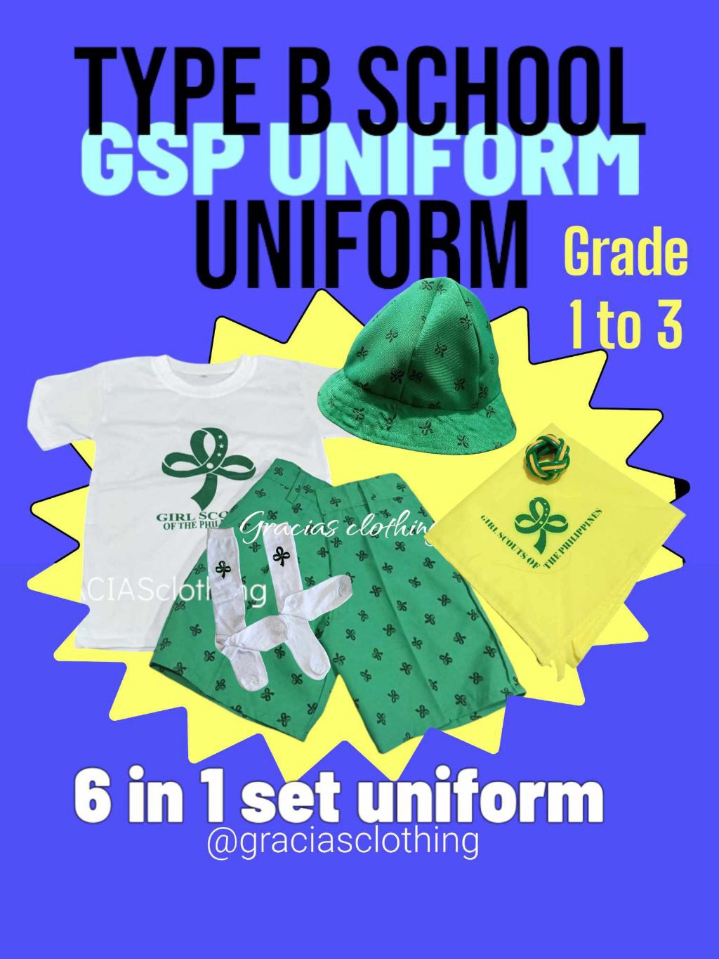 GSP SET 6IN1/GOOD QUALITY/ SCHOOL UNIFORM/ KIDS GIRL TO TEENAGE/GIRL ...