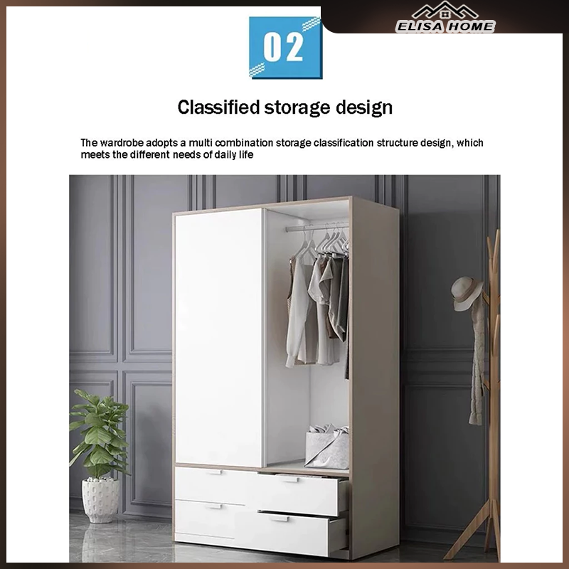 （COD) White wardrobe, wardrobe with drawers, wooden wardrobe, large ...