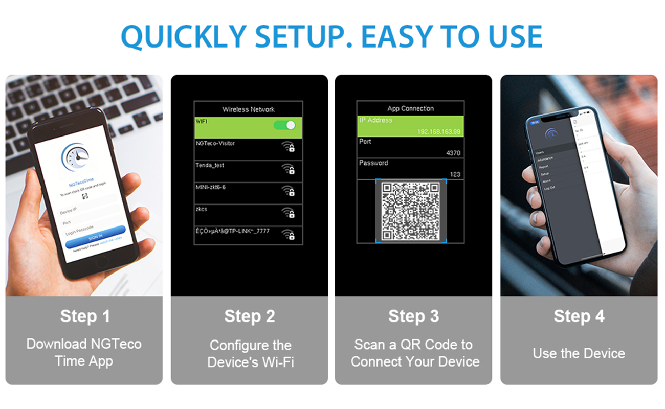 NGTeco MB2 Face Time Attendance Machine RFID Card PIN Finger Time Clock ...