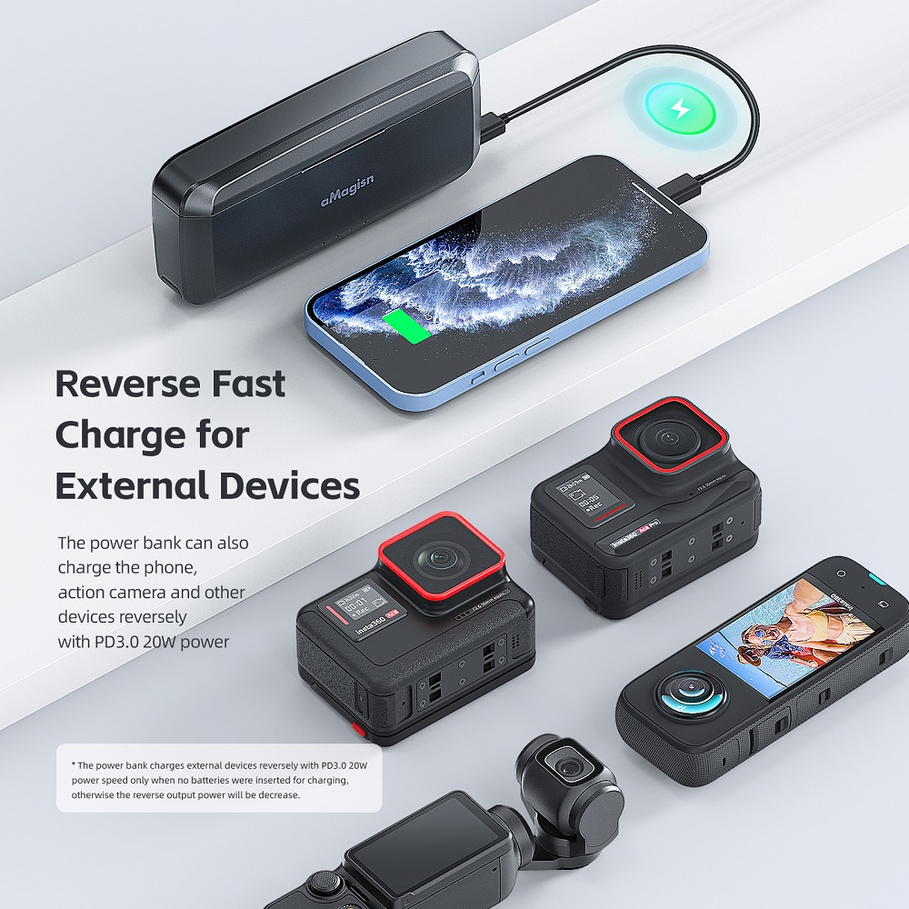 aMagisn Power Bank Charger 7710mAh for Insta360 X3 – Fast Charging, PD3 ...