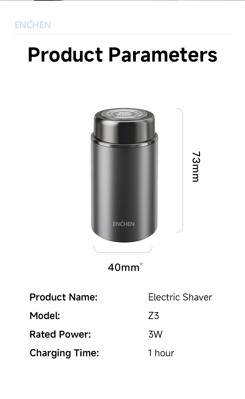 ENCHEN Compact Metal Shaver Z3 Portable Razor For Men Rechargeable ...