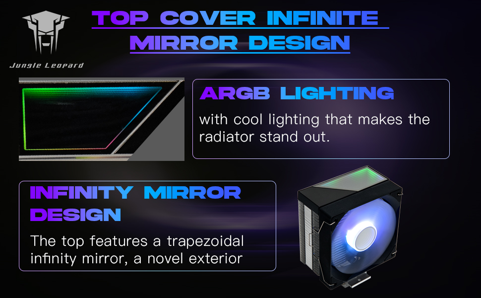Jungle Leopard KF400 ARGB CPU Cooler 120mm PC Fan Infinity Mirror ARGB ...