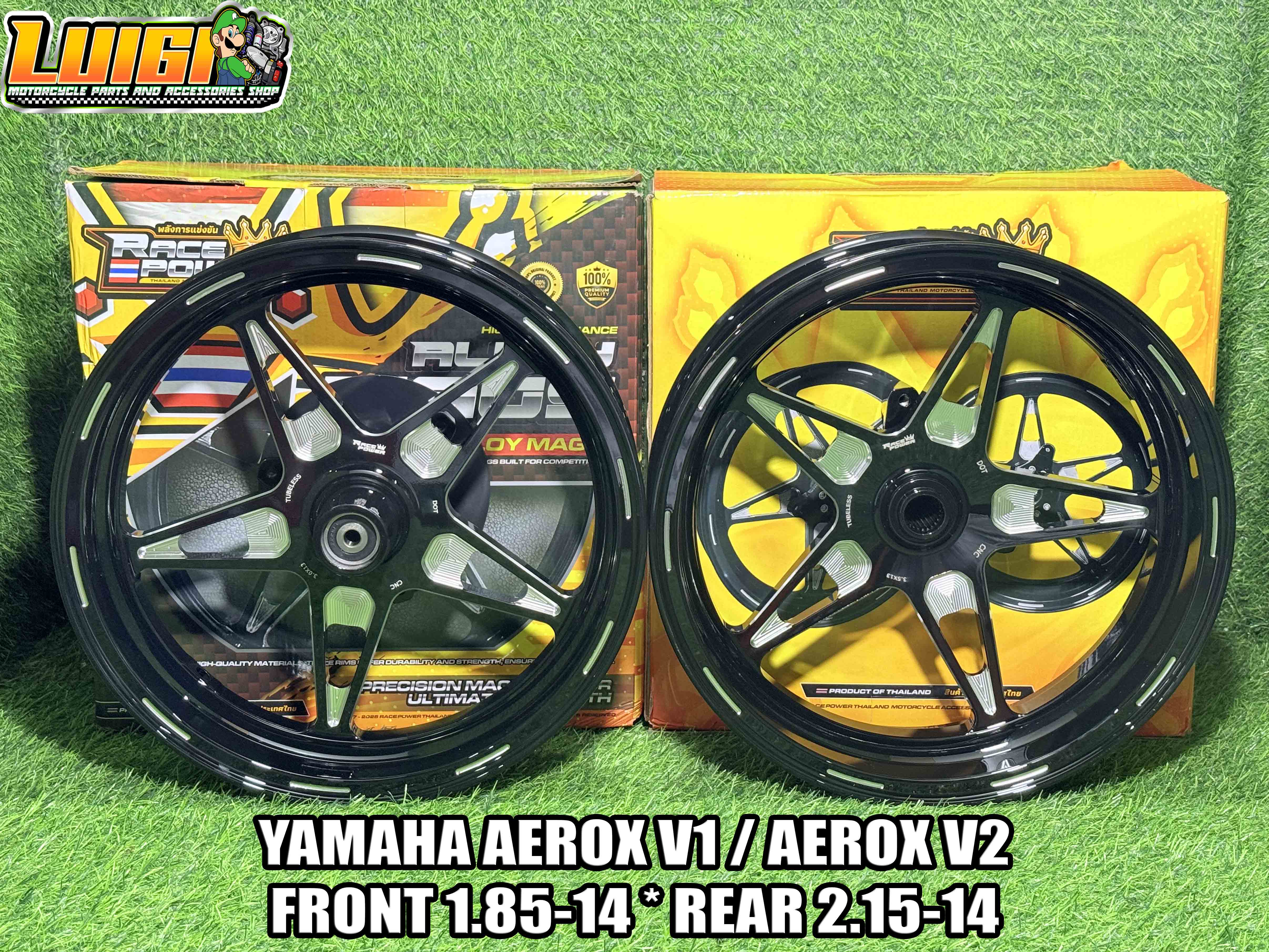 RACE POWER CNC MAGS 14s 5 SPOKES YAMAHA AEROX V1 / AEROX V2 (100% ...