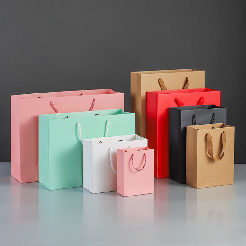 10PCS丨Kraft Paper Bag Rope Handbag Gift Thickened Bag Party High End ...