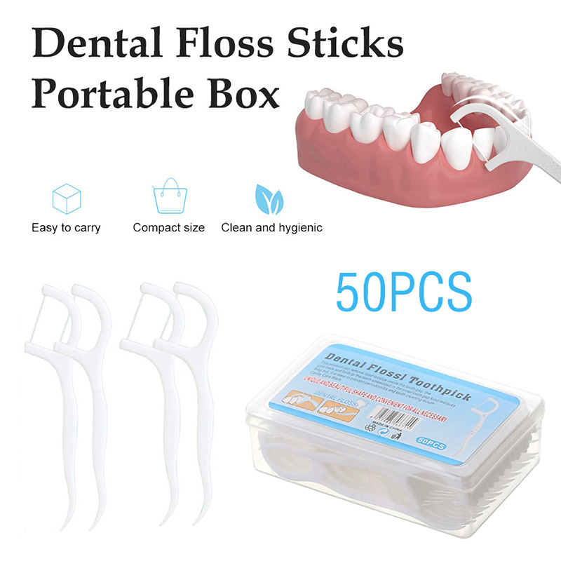 50Pcs/Set Teeth Toothpicks Stick Dental Floss Flosser Picks Tooth Clean ...