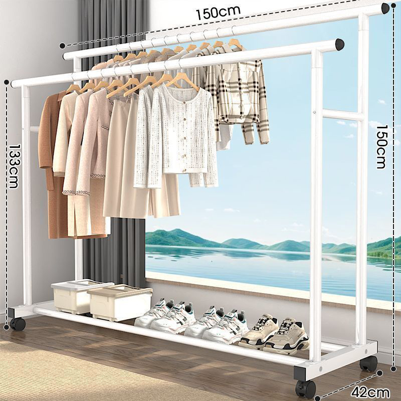 Double Pole Drying Rack with Wheels Metal Clothes Hanger Sampayan ...