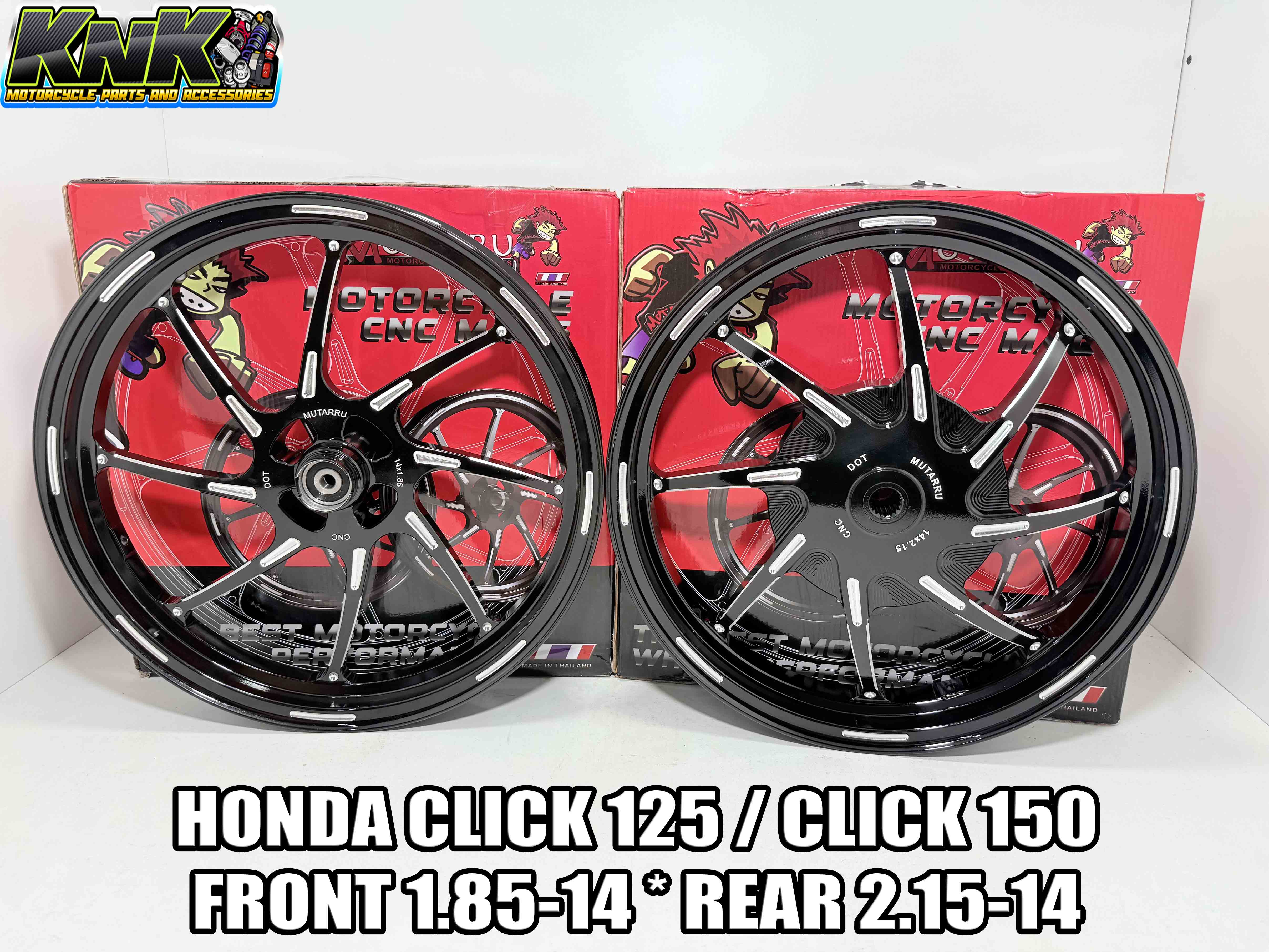 MUTARRU CNC MAGS MC8 14s 8 SPOKES FOR HONDA CLICK 125 / CLICK 150 100% ...
