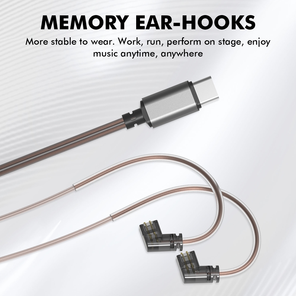 Popcorn Type-C IEM Upgraded Memory Ear Hook Audio Cable with Microphone ...