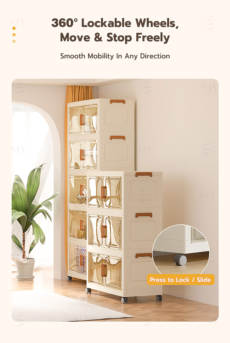 StaxHomedeco 40-60cm Plastic Folding Storage Cabinet Organizer Foldable Gap Storage Cabinet Box ...