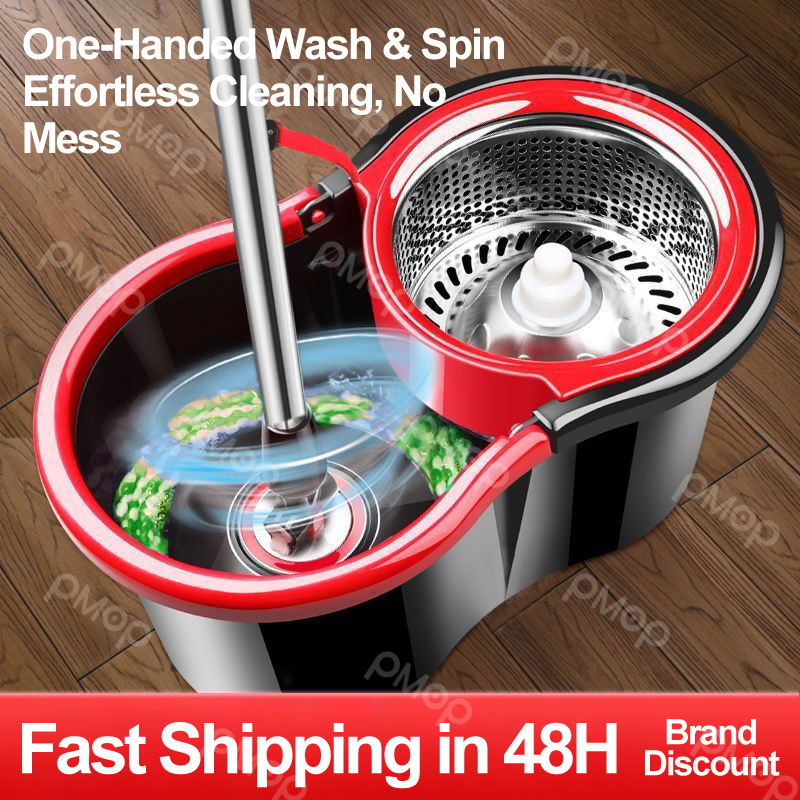 PMOP Original mop with spinner and steel bucket 360 Easy Rotating map ...