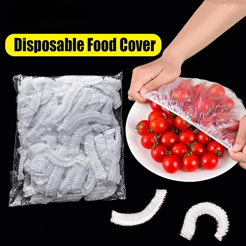 200Pcs Disposable Food Cover Elastic Fresh-Keeping Bag Transparent ...