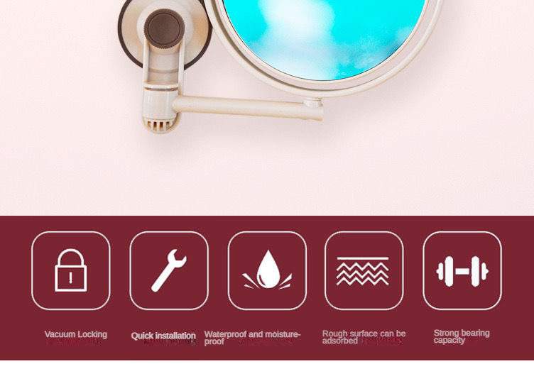 In Stock 360°Punch-free Adjustable Wall Bathroom Makeup Mirror Toilet ...