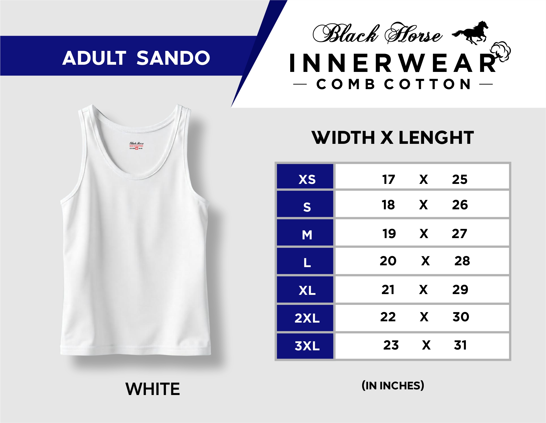 Blackhorse Innerwear Adult Sando White (Kentucky Style) | Shopee ...