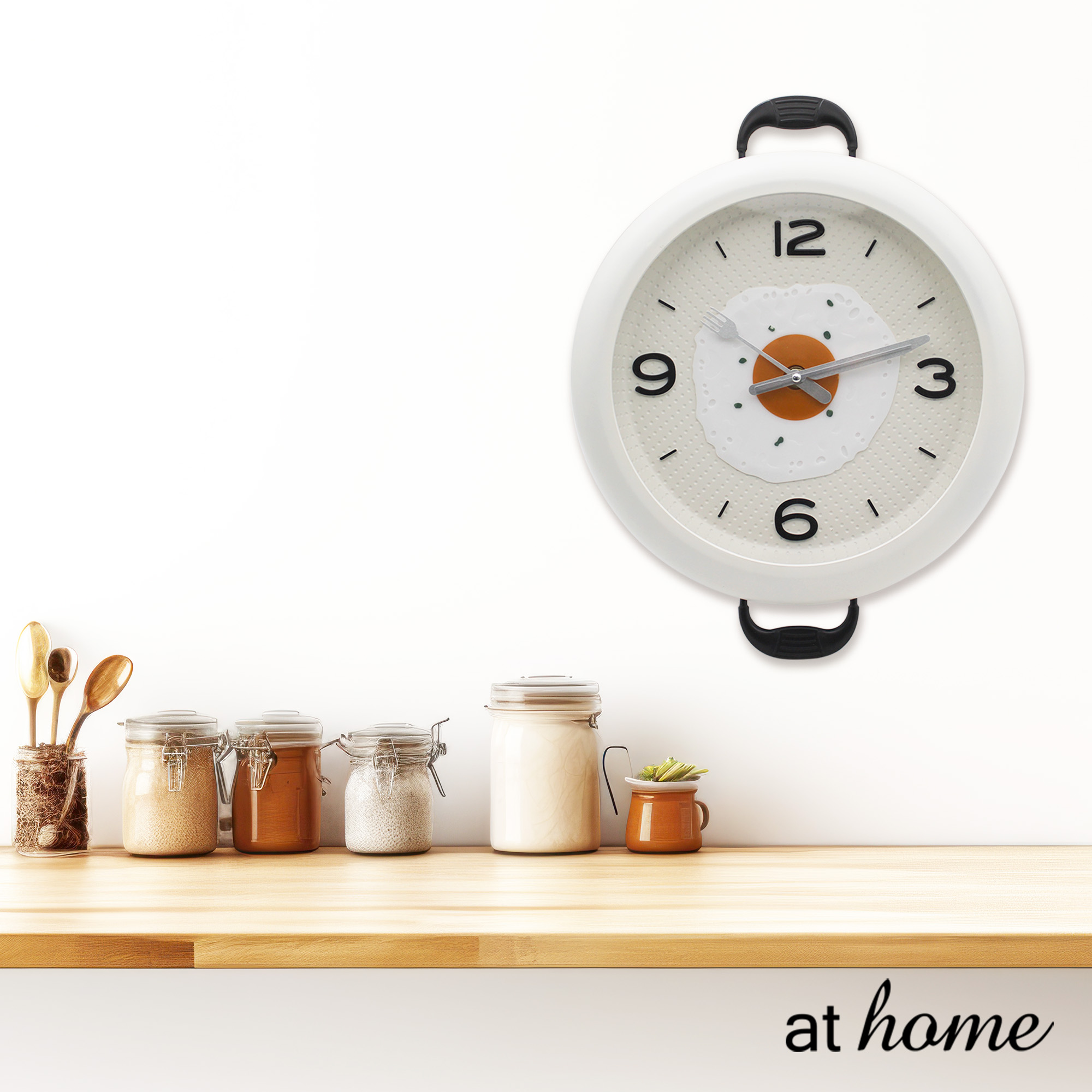 AT HOME Clock Essential Kitchen Pan Egg Design Sweep Mechanism Silent ...
