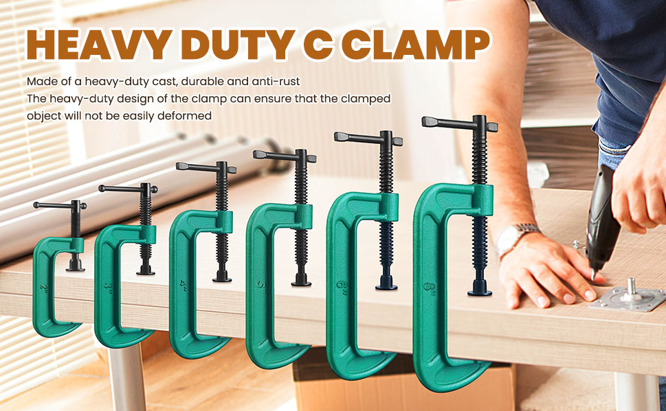 C CLAMP 6 INCH Heavy Duty for Woodworking & Welding | Non-Slip Grip ...