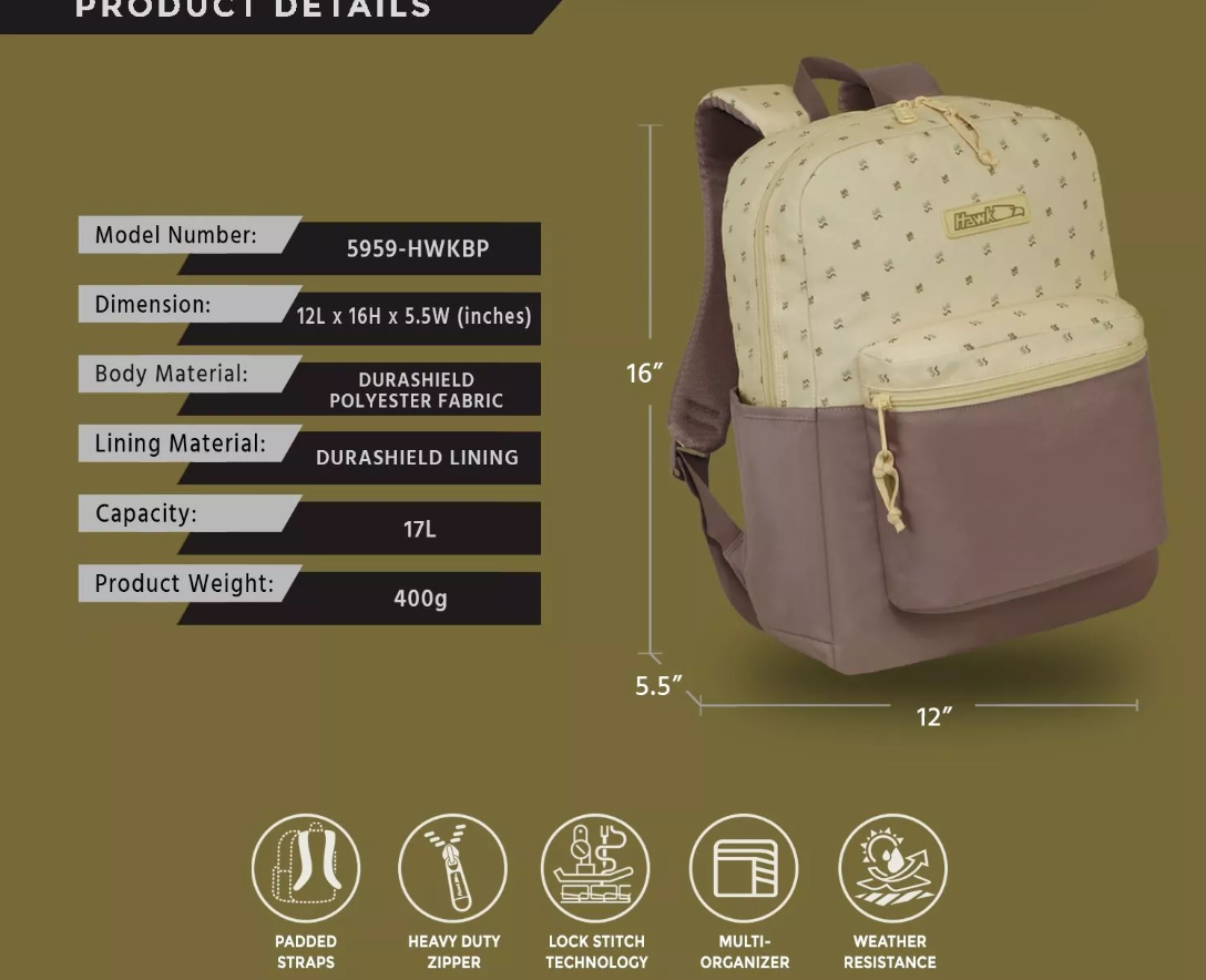 [Back to School Mega SALE!!] Hawk 5959 Backpack with Side Pocket ...