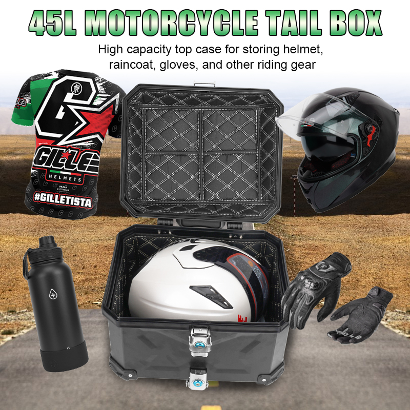 AENXRD Top Box Motorcycle 36/45 Liters Hard Plastic Alloy Top Box With ...