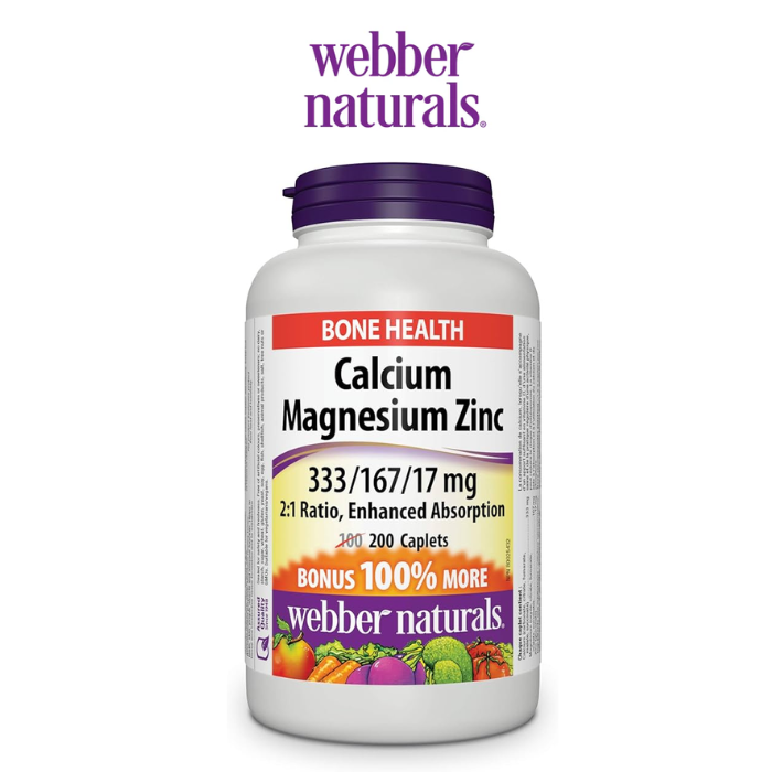 Webber Naturals Calcium Magnesium Zinc 200 Caplets | Shopee Philippines