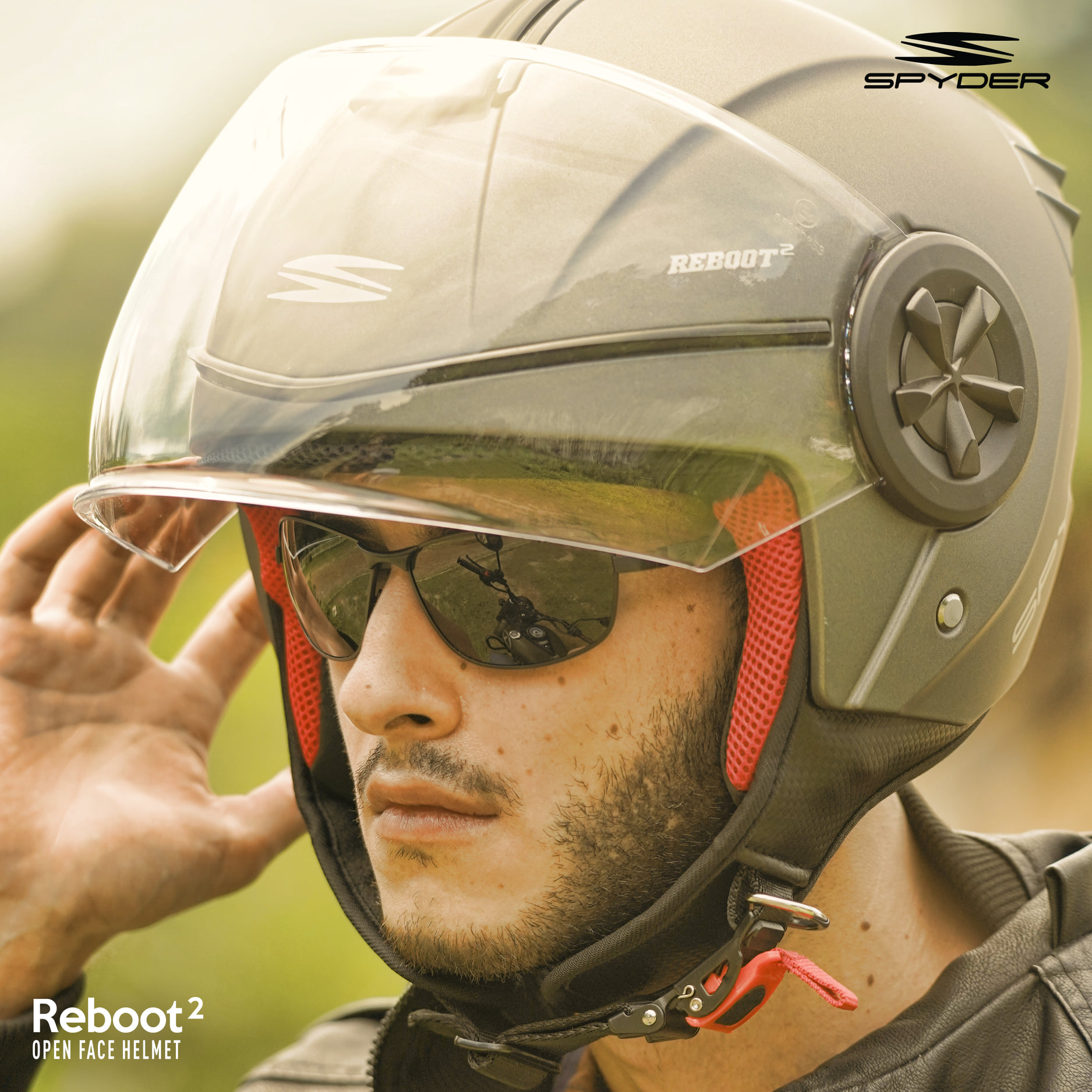 Spyder Reboot 2 V2 Half Face Single Visor Helmet for Motorcycle (Free ...