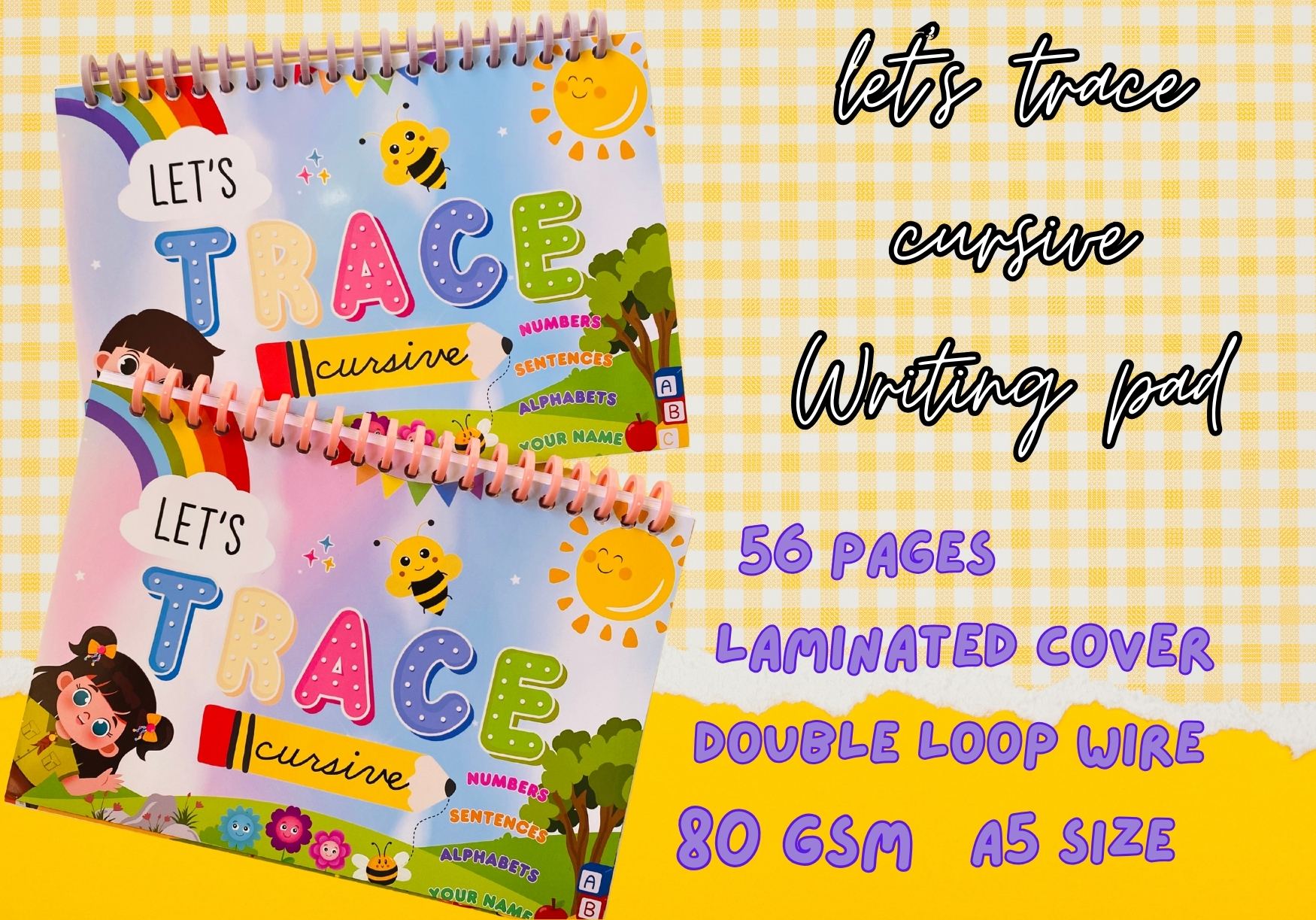 LET'S TRACE CURSIVE WRITING PAD, NAME, ALPHABET, NUMBERS, SENTENCES ...