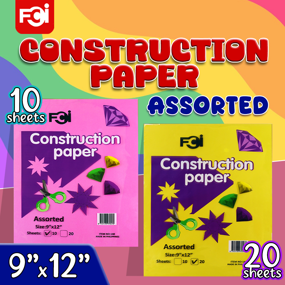 FCI Construction Paper 9x12inches Assorted Colors sold in packs school ...