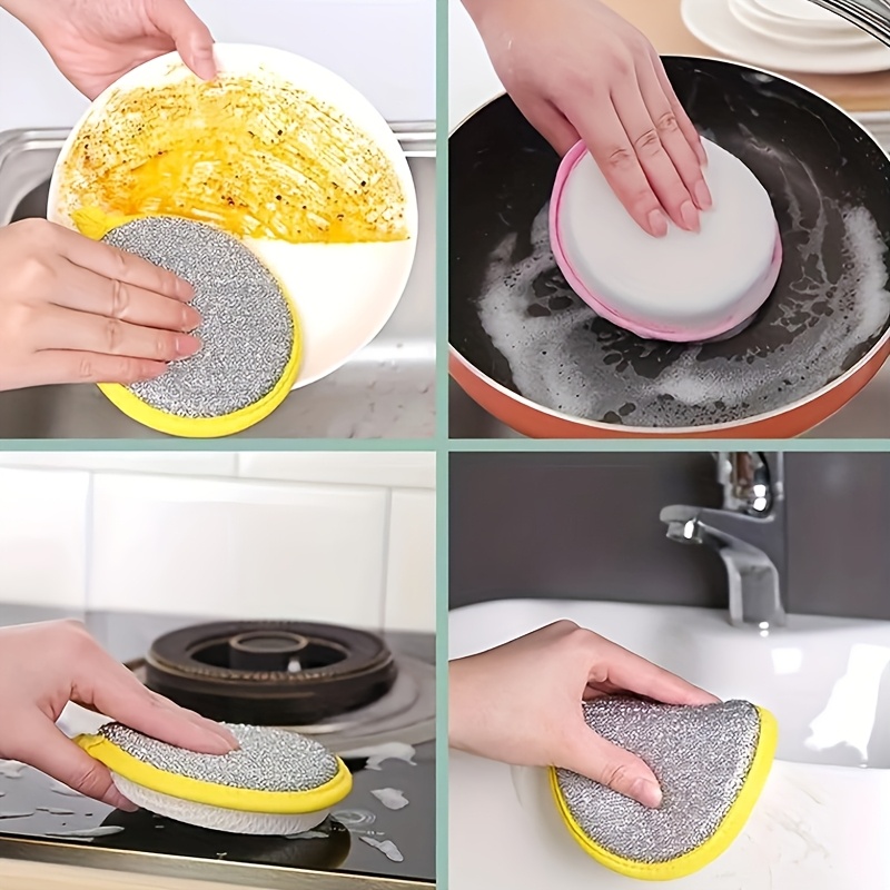 Double-Side Dishwashing Sponges Kitchen Tableware Dish Washing ...