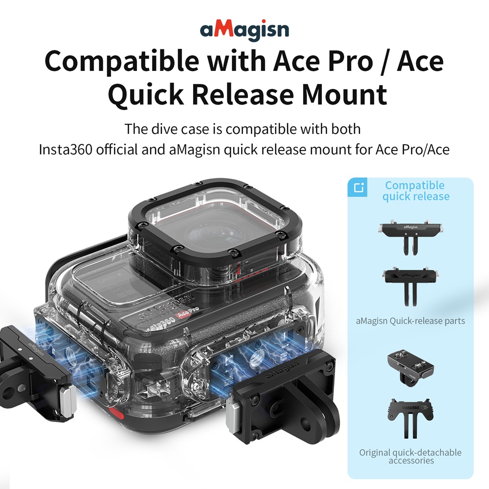 aMagisn Insta360 Ace & Ace Pro Dive Case - 60m Waterproof, Quick ...