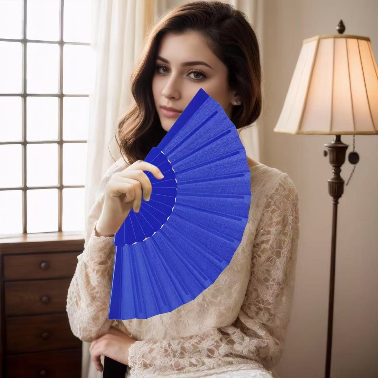 23cm Plain Folding Fan/ Plastic Fan Candy-colored cloth fan Dancing Fan ...