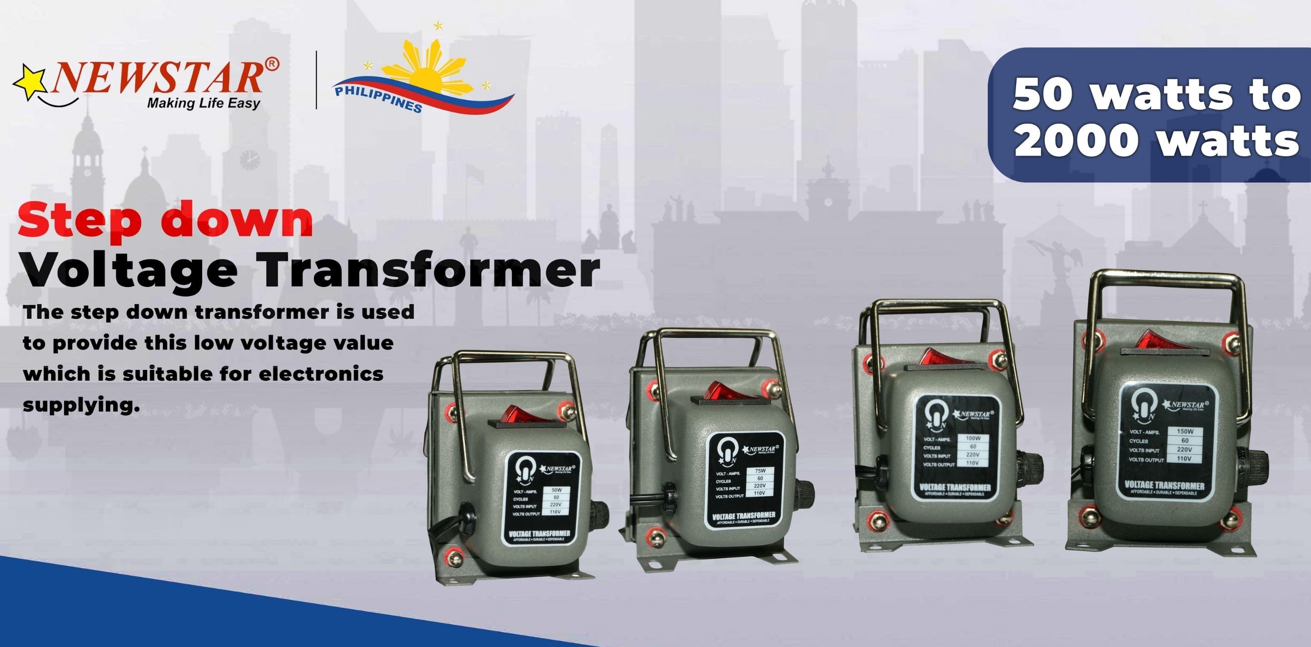 Newstar Step Down Transformer 220VAC In 110VAC Out 100Watts NVT-W100/E ...