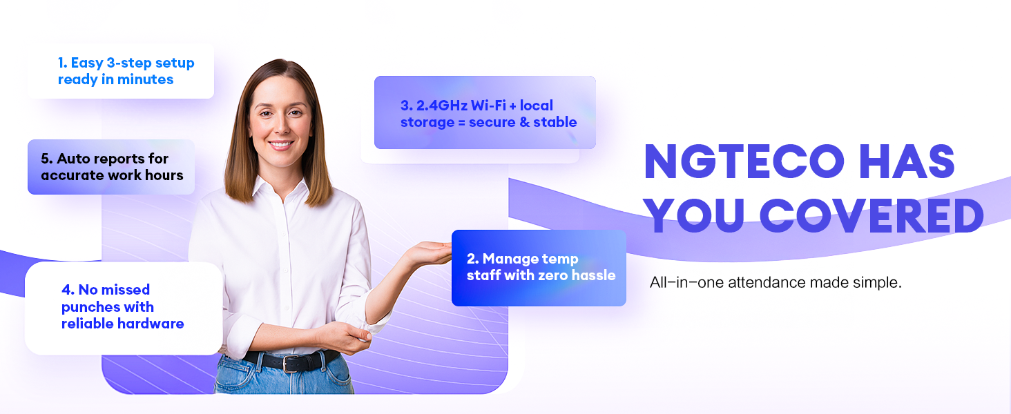 NGTeco Fingerprint Face Time Attendance Machine WiF Biometric Scanner ...