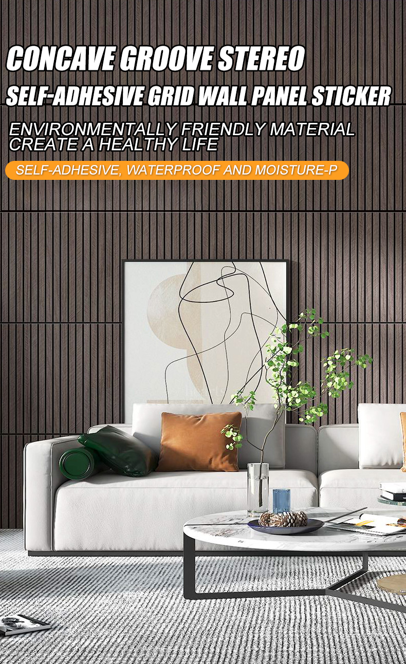 3D Wallpaper Design Wall Decor Wood Fluted Self adhesive Waterproof ...