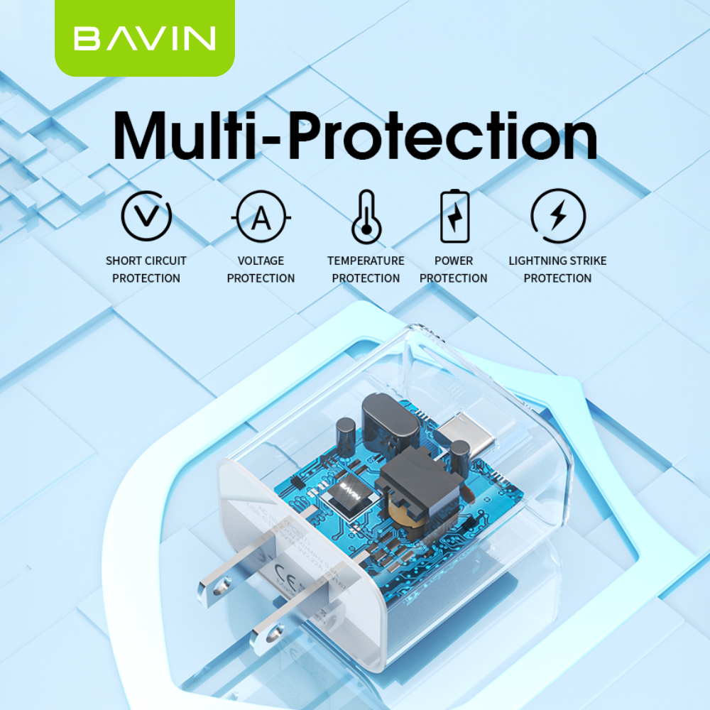 BAVIN PC837 20W PD Fast Charging Type-C Adapter Fireproof & Heat ...