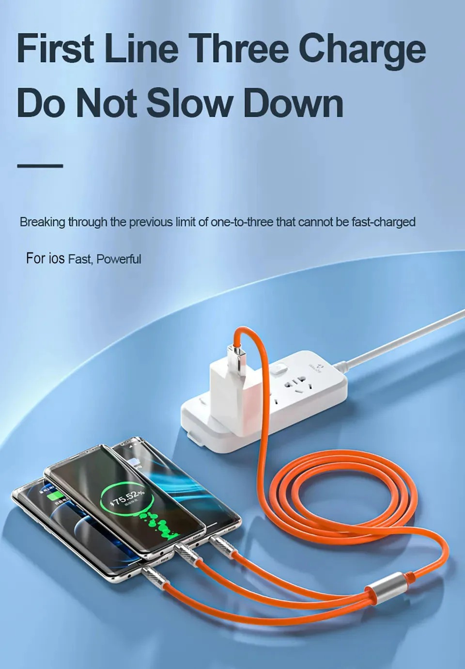 120W 3in1 Fast Charging Cord Micro USB Type-C Multiple USB Phone Cable ...