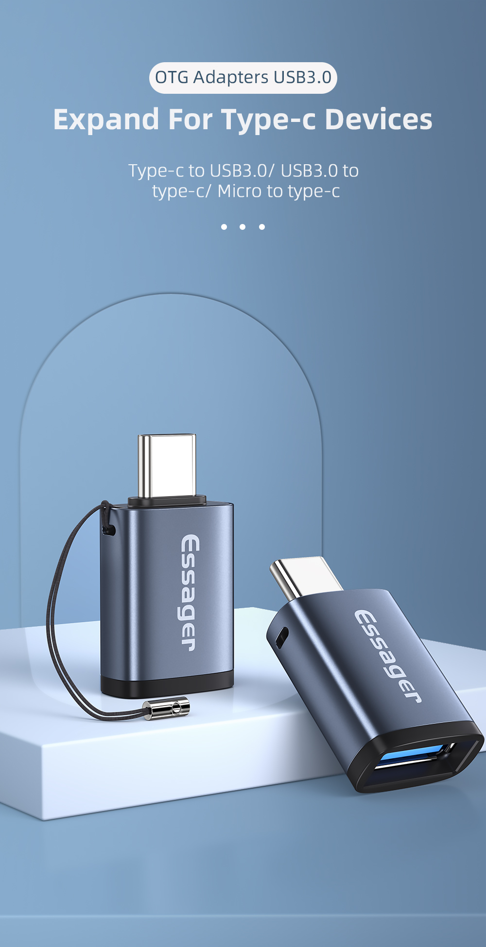 Essager Mirco To Type C USB 3.0 OTG Adapter For mobile phone and ...