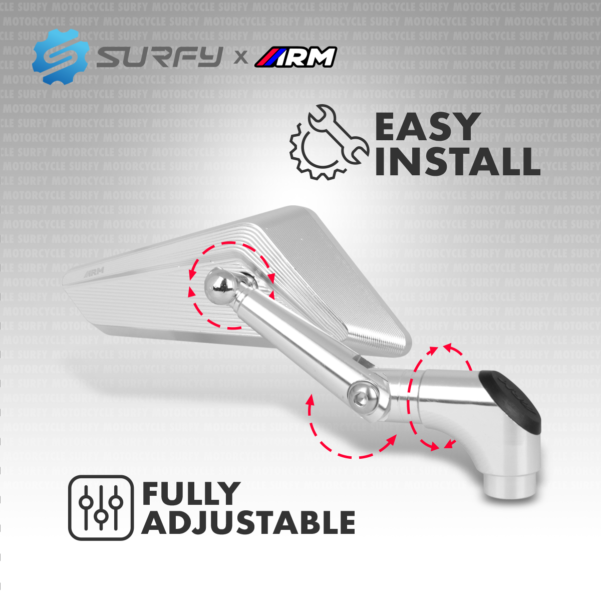 ARM Spike Side Mirror Premium Full CNC Aluminum Adjustable HD Clear ...