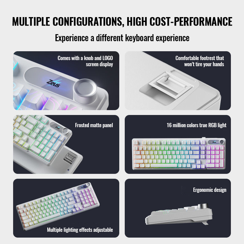 Zeus RM136 White Topographic Gaming Keyboard 99 Keys Membrane Wired ...