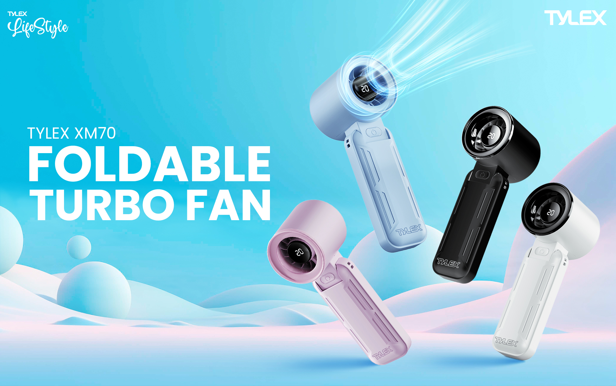 Tylex XM70 Handheld Foldable Turbo Fan 3000mAh 7.2w 3hrs Usage | Shopee ...