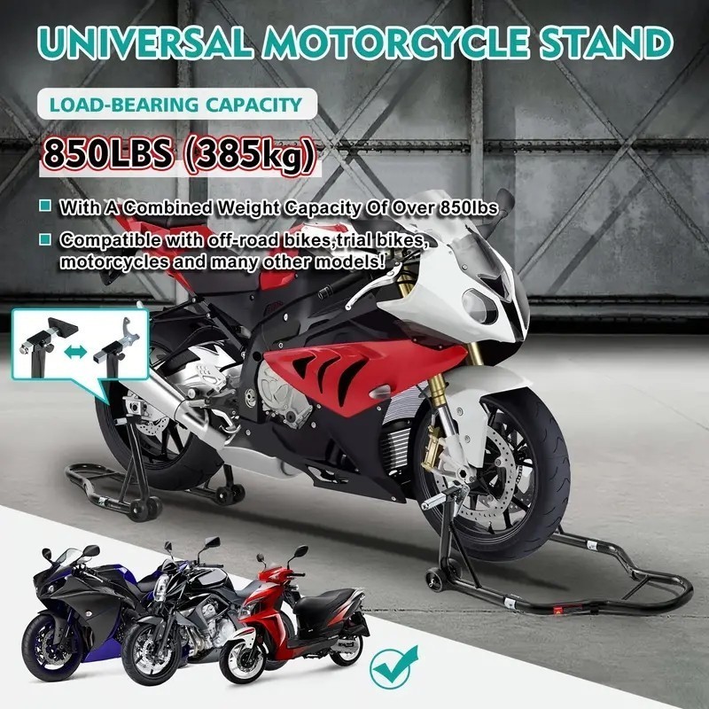 Motorcycle Paddock Stand 2 in 1 Front/Rear Wheel Support Stand Repair ...