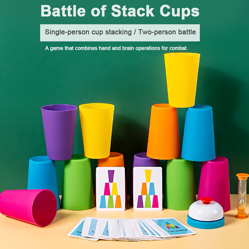 Double Stack Cup Game With Cards Stacking Cup Battle Game Intellectual ...