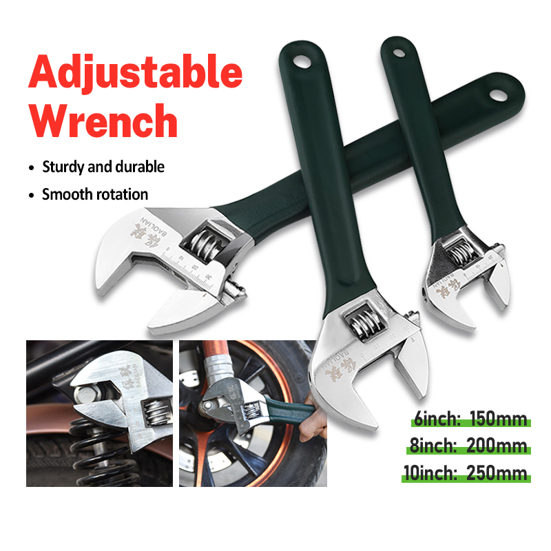 Adjustable Wrench Chromium Plated Open End Wrench 6/8/10 Inch Heavy Duty Wrench Manual Spanner ...