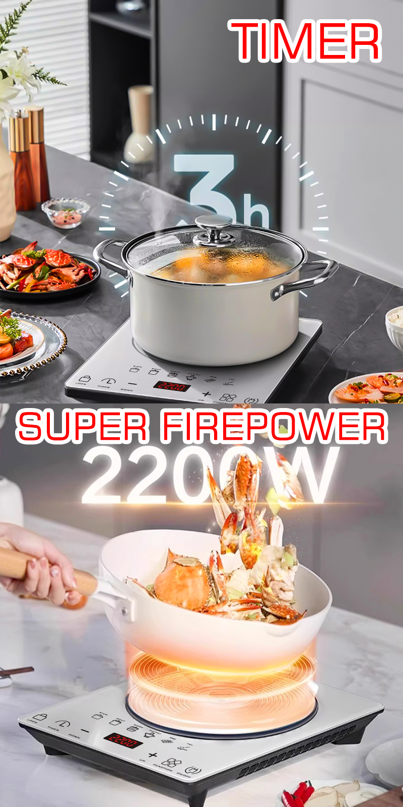 LAHOME Induction Cooker Electric Inverter Ceramic Stove Infrared Burner ...